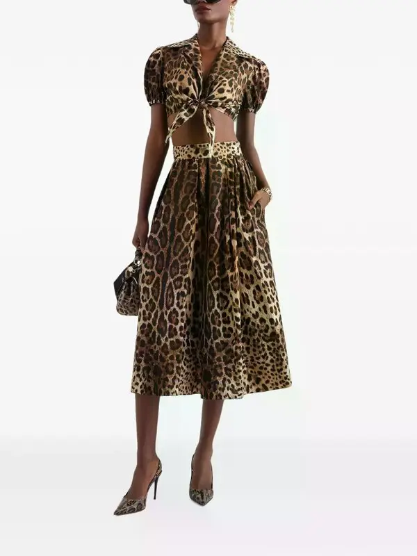 Dolce & Gabbana Leo-print Poplin Shirt - Neutrals