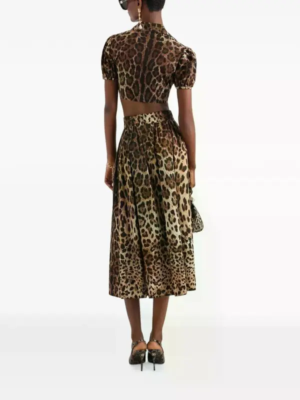 Dolce & Gabbana Leo-print Poplin Shirt - Neutrals