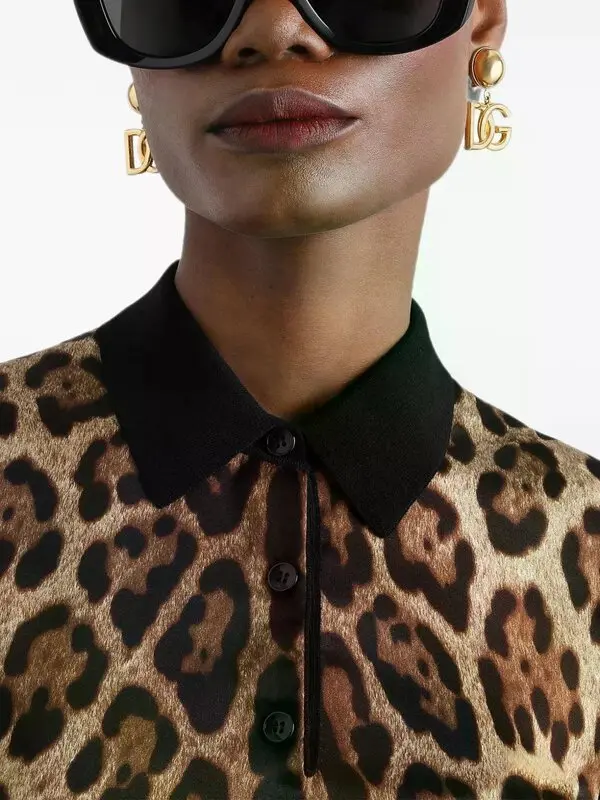 Dolce & Gabbana Leopard Print Wool Polo
