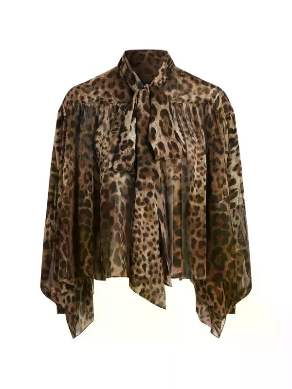 Dolce & Gabbana Leo-print Silk Chiffon Blouse