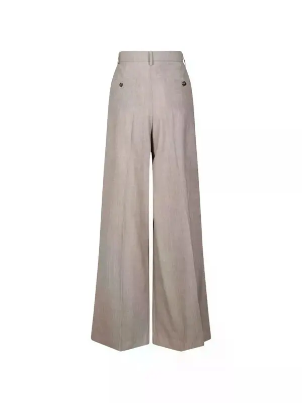 Max Mara Beige Virgin Wool Pleated Wide-leg Trousers