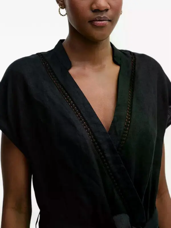 BENETTON Lace-trim Belted Wide-leg Jumpsuit