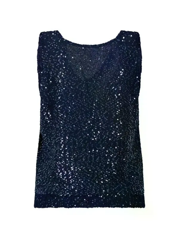 Max Mara Sequin Embellished Sleeveless V-neck Sweater