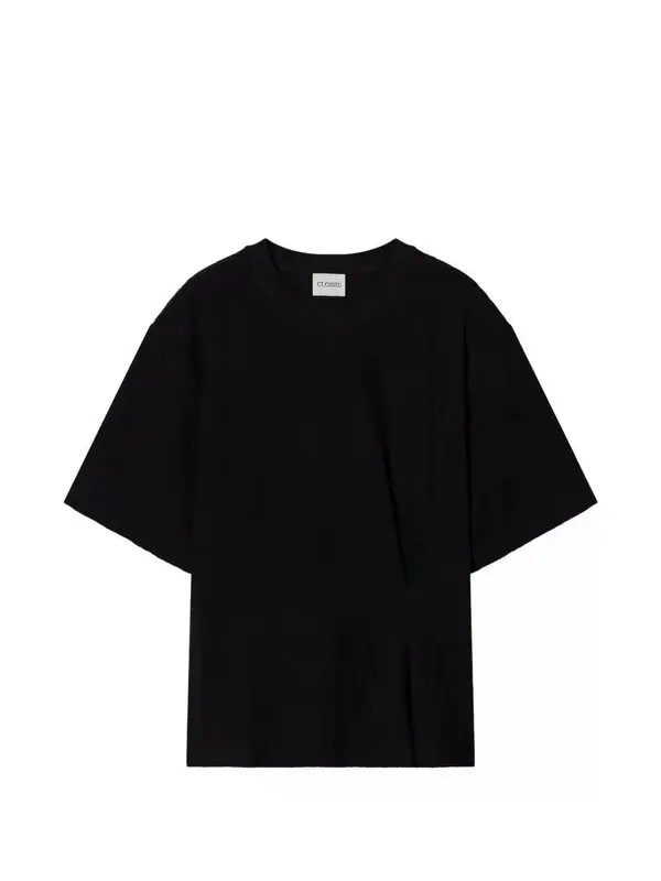 Closed Ribbed Draped T-shirt