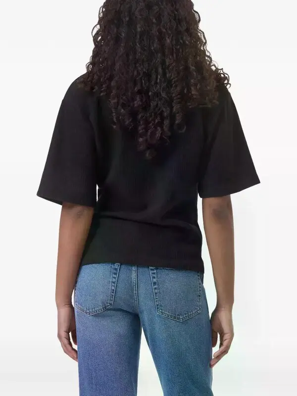 Closed Ribbed Draped T-shirt