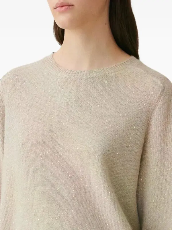 Fabiana Filippi Sequin Embellished Ribbed Trim Sweater