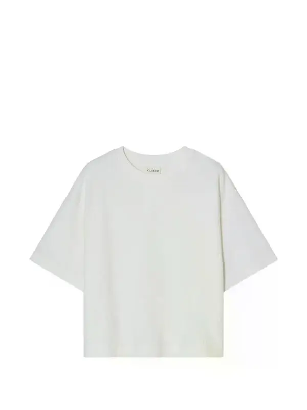 Closed Ribbed Back Slit T-shirt