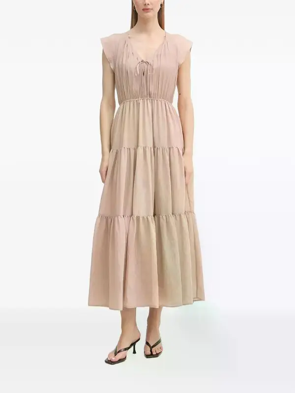 GAUDI Pleated Tiered Midi Dress