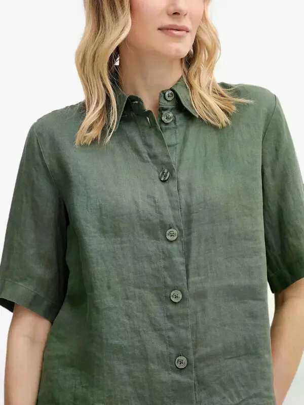 BENETTON Short Sleeve Shirt With Classic Collar - Green