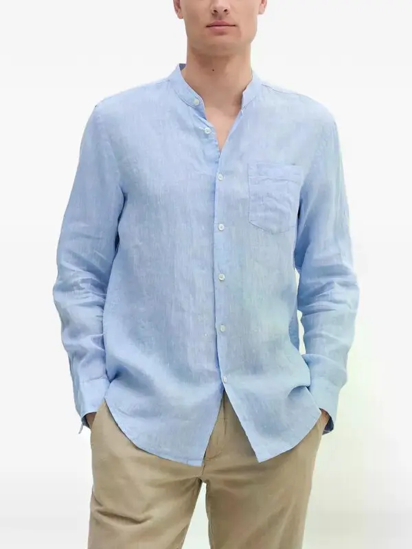 BENETTON Band-collar Pocket-detail Shirt