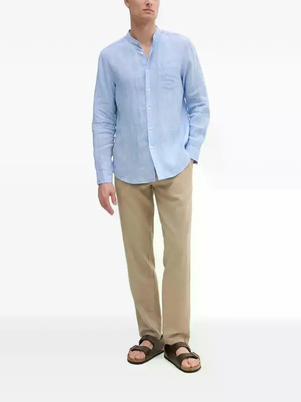 BENETTON Band-collar Pocket-detail Shirt