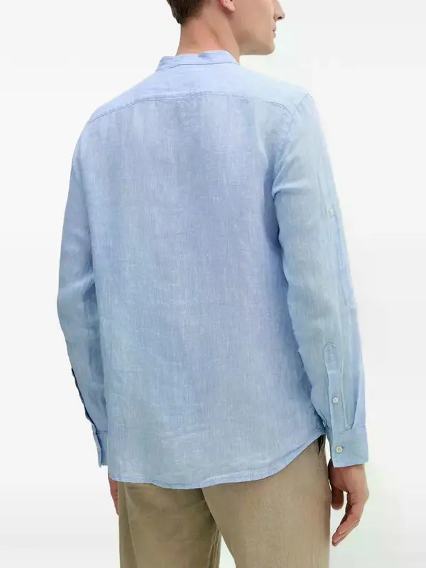 BENETTON Band-collar Pocket-detail Shirt