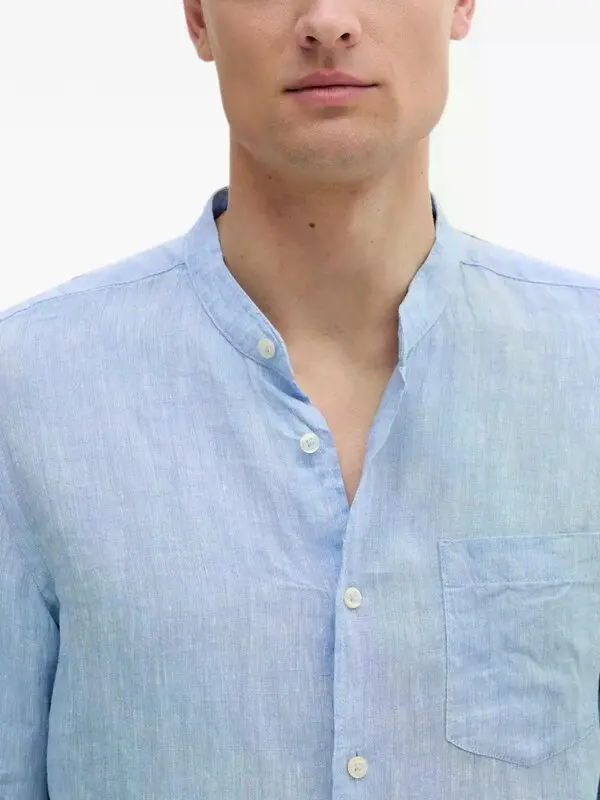 BENETTON Band-collar Pocket-detail Shirt