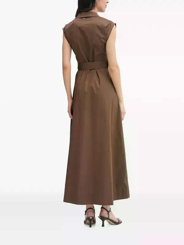 GAUDI Belted V-neck Midi Dress