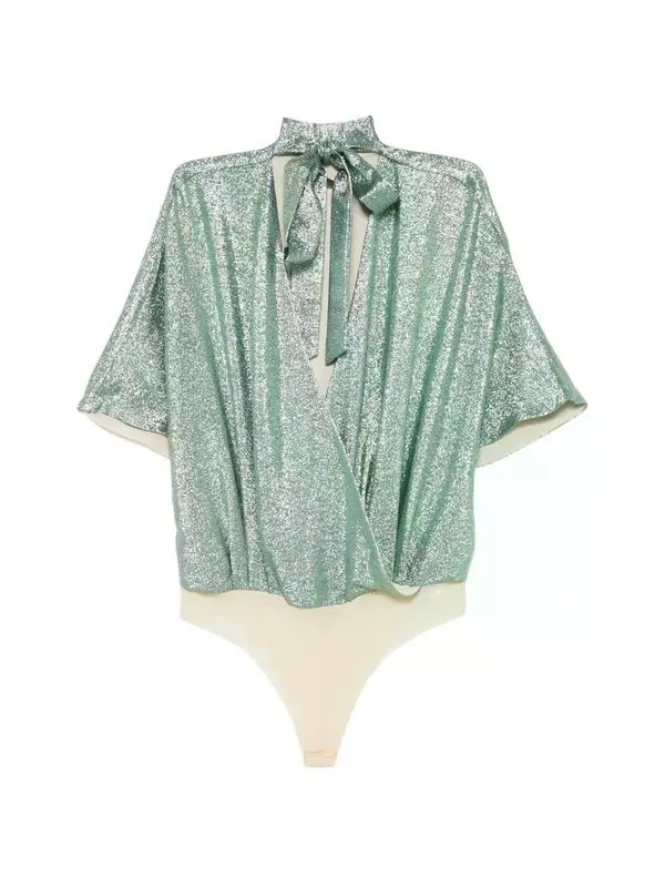 SIMONA CORSELLINI Glitter-effect Wrap Bodysuit