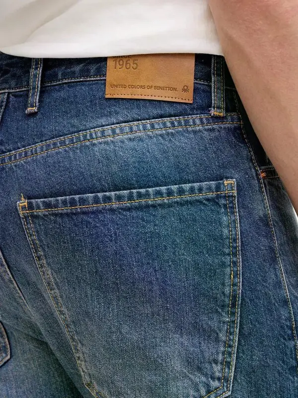 BENETTON Logo Patch Straight Leg Jeans