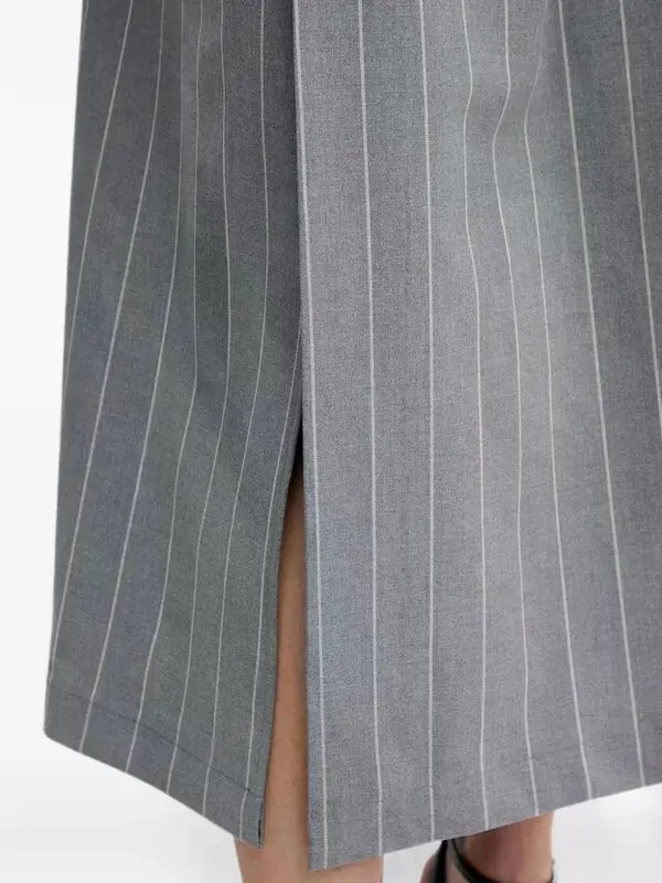 BENETTON Pleated Midi Skirt With Pinstripe Pattern