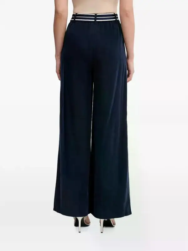 BENETTON Striped Belt Wide-leg Trousers