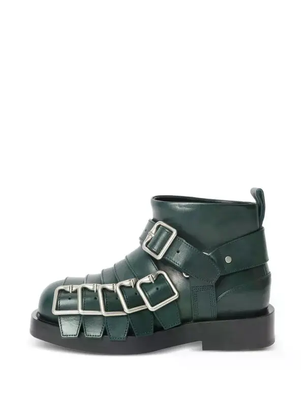 Burberry Buckle-strap Leather Ankle Boots