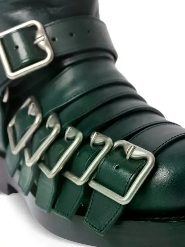 Burberry Buckle-strap Leather Ankle Boots
