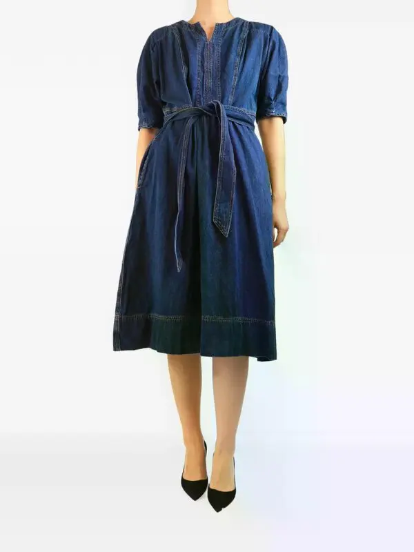 WYse Belted Denim Midi Dress