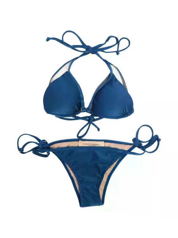 ADRIANA DEGREAS Triangle Bikini With Mesh Detail - Blue