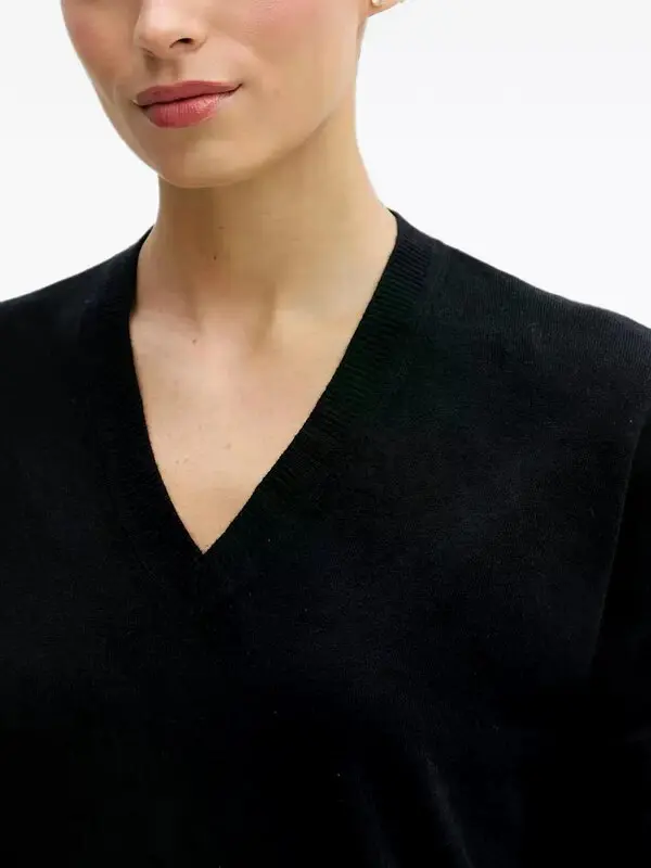BENETTON V-neck Long Sleeve Sweater - Black