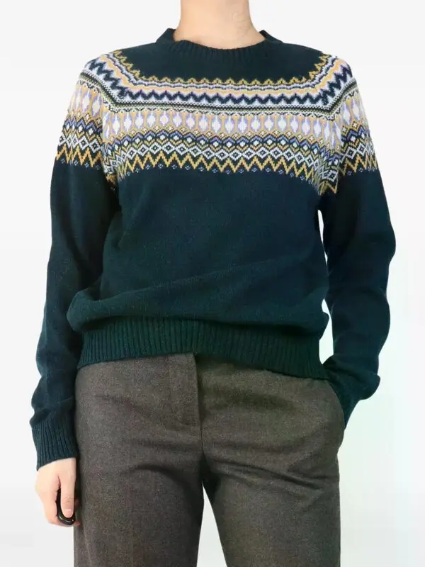 BRORA Fair Isle Cashmere Crew Neck Sweater