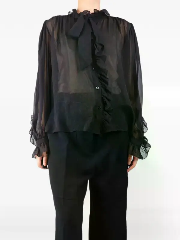 FRAME Ruffled Leopard-print Blouse