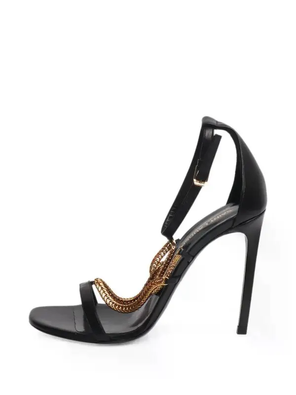 Saint Laurent Leather Chain Detail Stiletto Sandals
