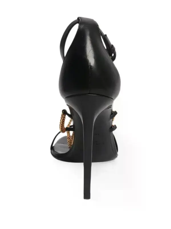Saint Laurent Leather Chain Detail Stiletto Sandals