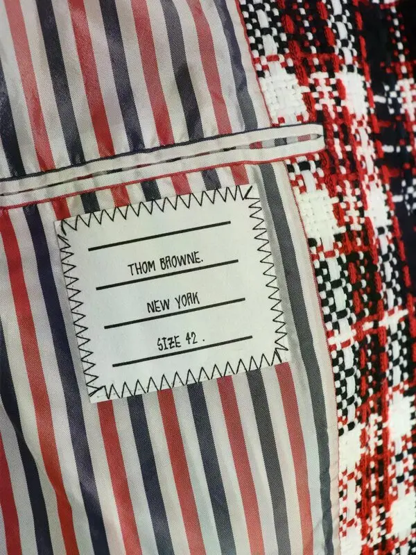 Thom Browne Single-breasted Tartan Check Coat