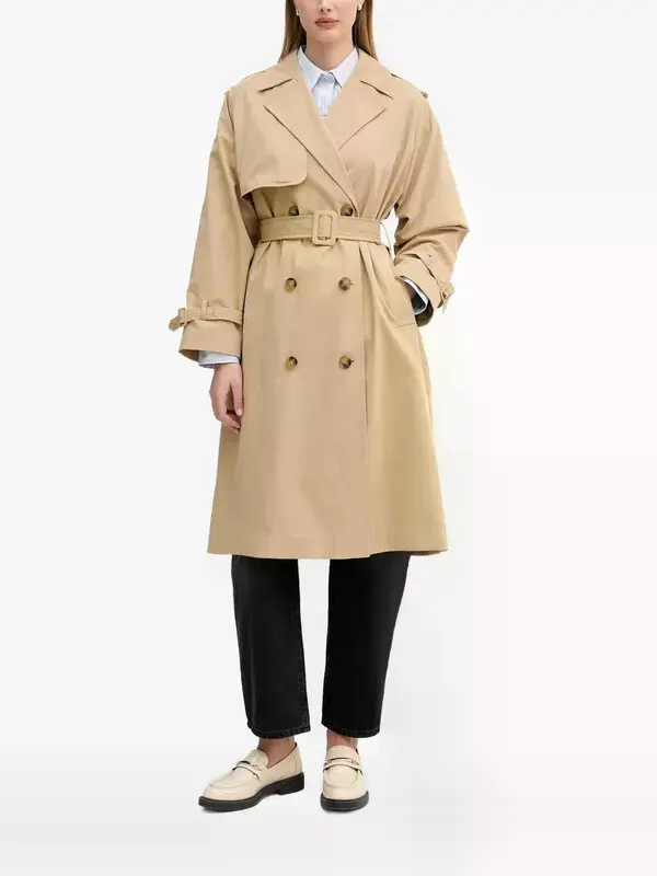 BENETTON Double-breasted Belted Trench Coat
