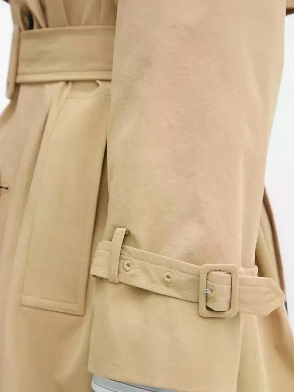 BENETTON Double-breasted Belted Trench Coat