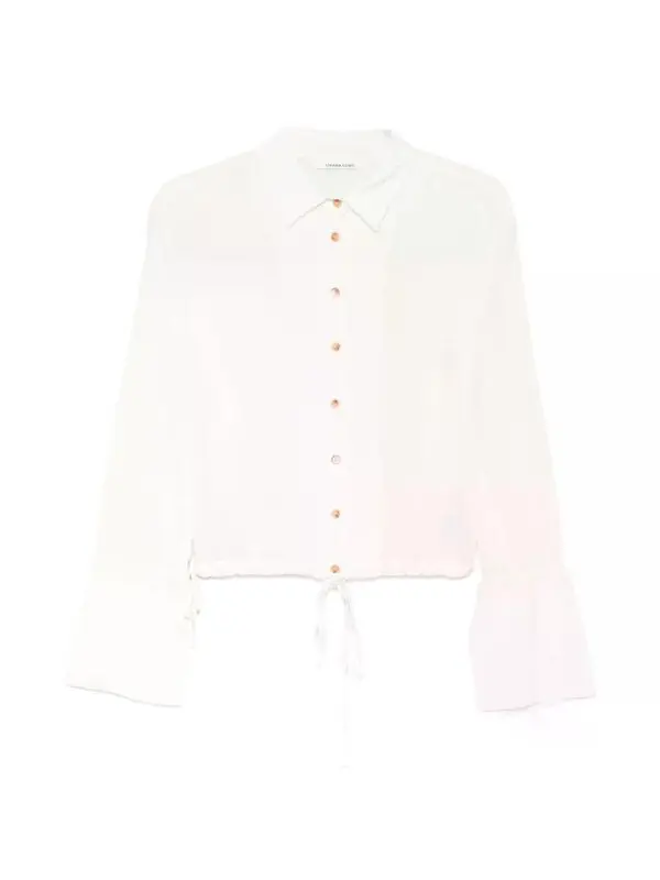 Liviana Conti Spread Collar Button-up Shirt With Drawstring Hem - White