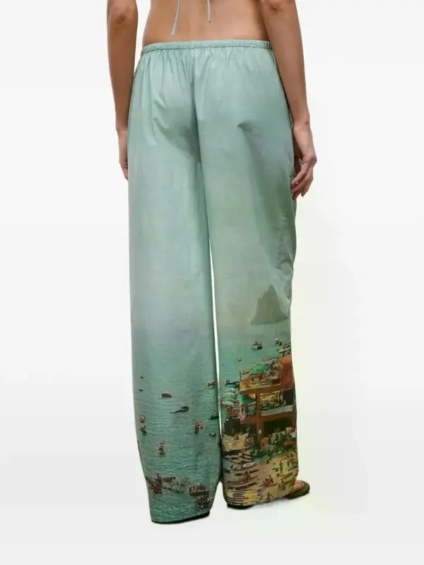 Staud Mateo Graphic-print Wide-leg Trousers
