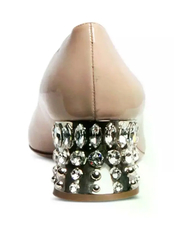 Miu Miu Crystal-embellished Patent Leather Pumps