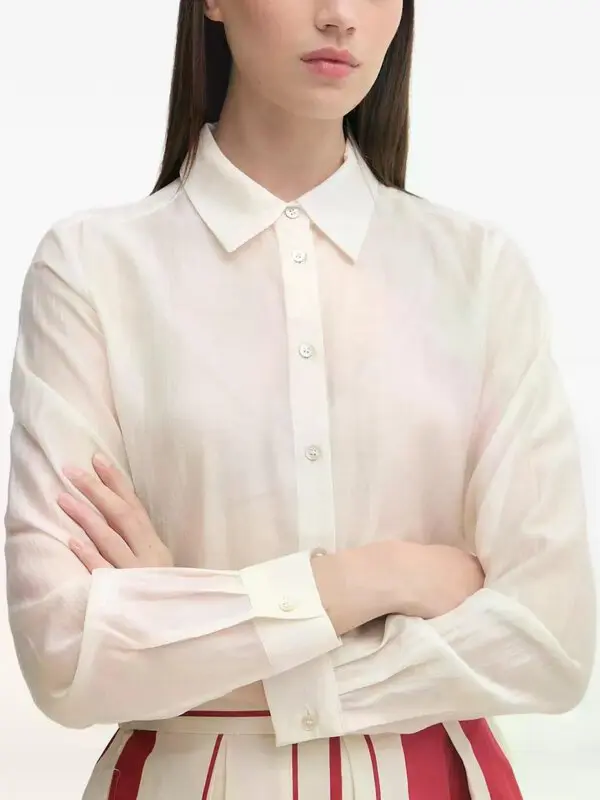 BENETTON Long-sleeve Button-down Shirt - Neutrals