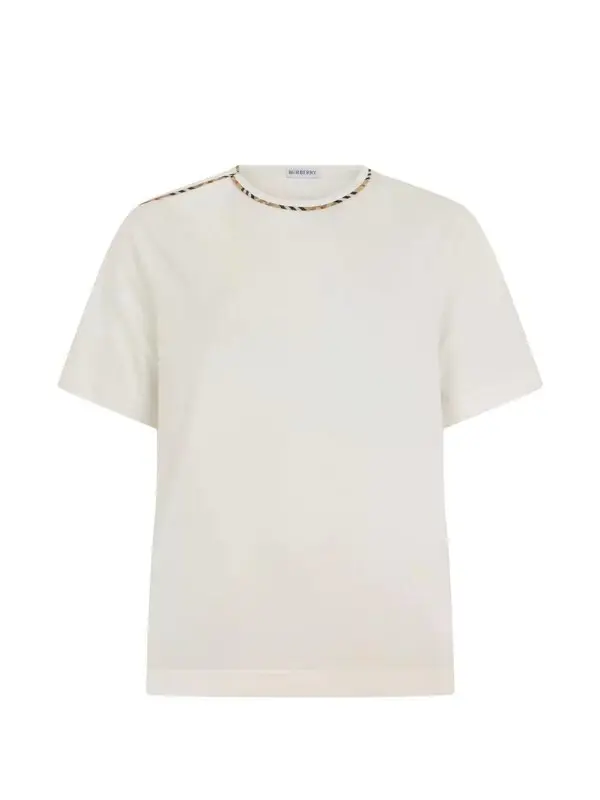 Burberry Check Trim T-shirt - White