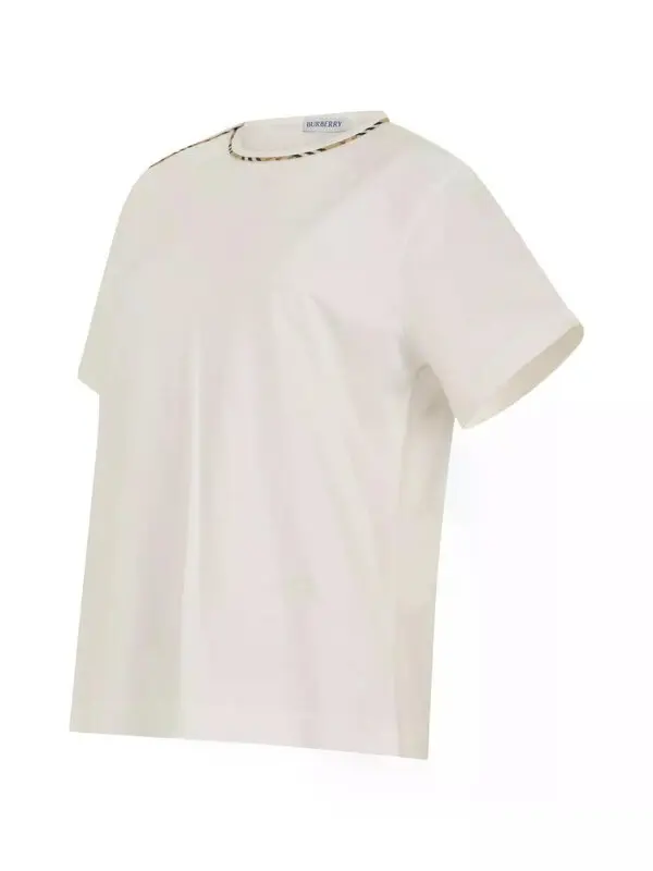 Burberry Check Trim T-shirt - White