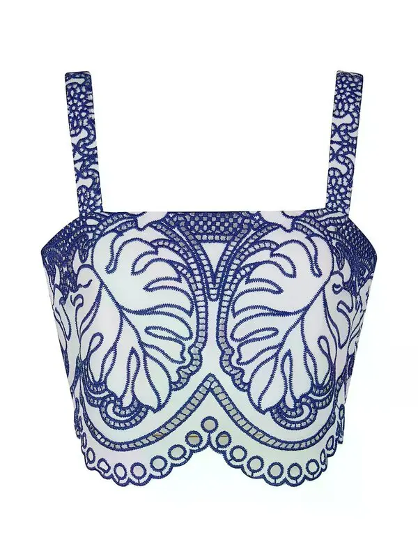 Borgo De Nor Delia Embroidered Cropped Top - White