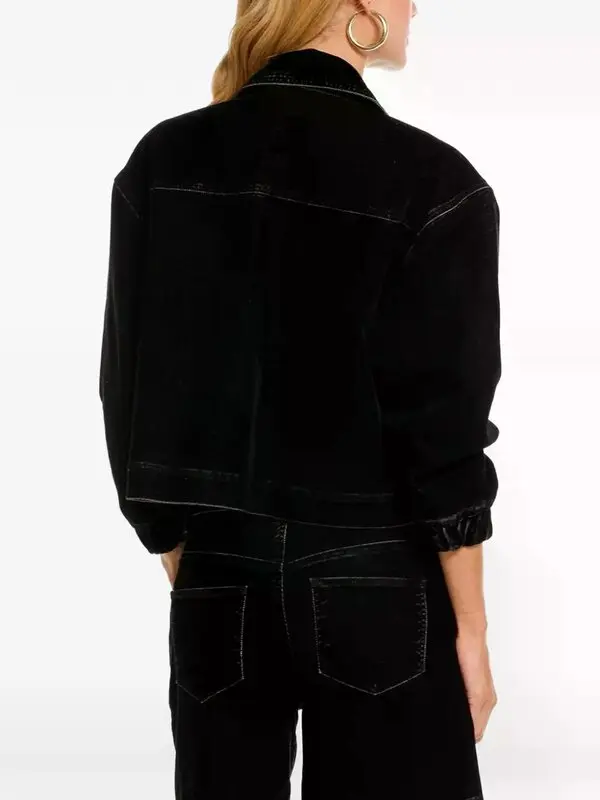 Agua Bendita Rosel Flower Embellished Denim Jacket