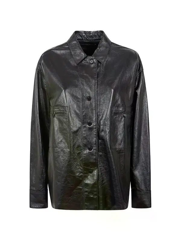 Ermanno Scervino Leather Crinkled Finish Jacket