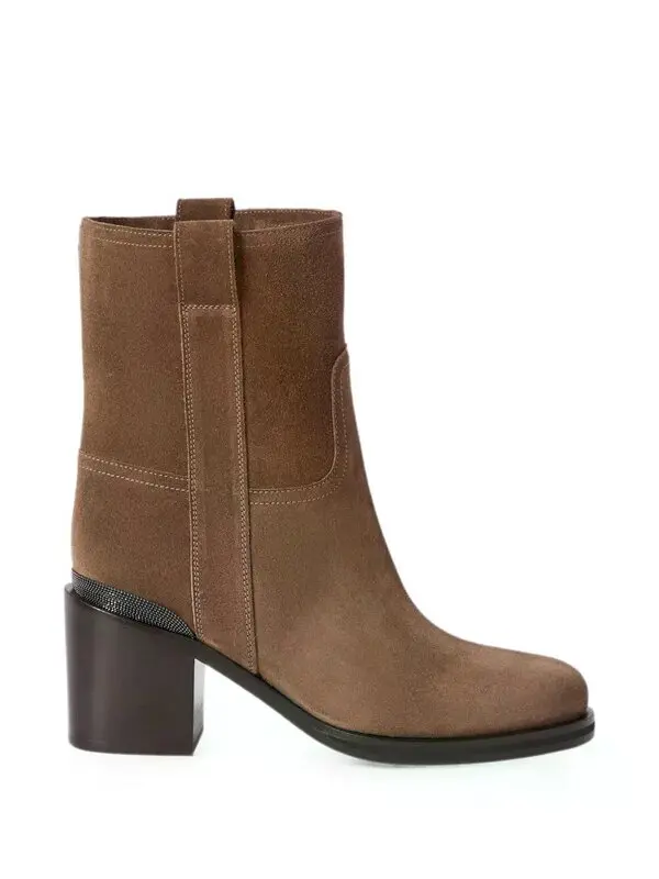 Brunello Cucinelli Suede Ankle Boots With Monili Detail