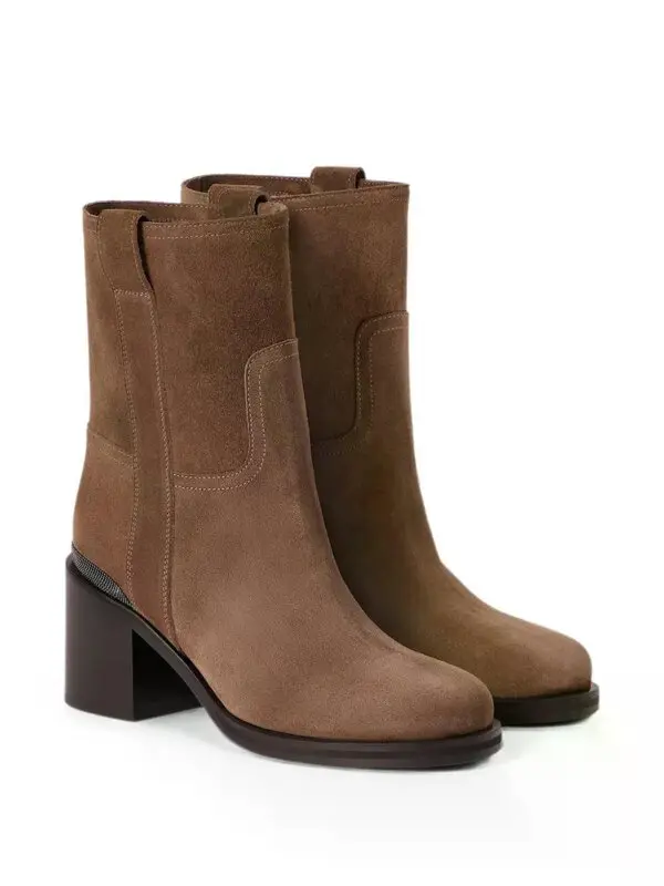 Brunello Cucinelli Suede Ankle Boots With Monili Detail