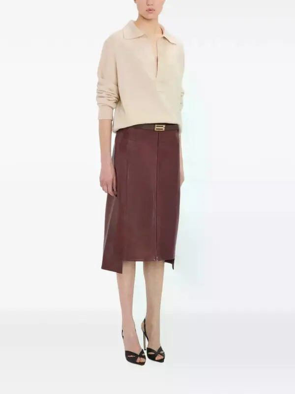 Victoria Beckham Leather Asymmetric Midi Skirt