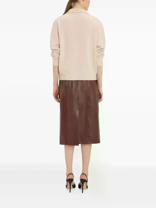 Victoria Beckham Leather Asymmetric Midi Skirt