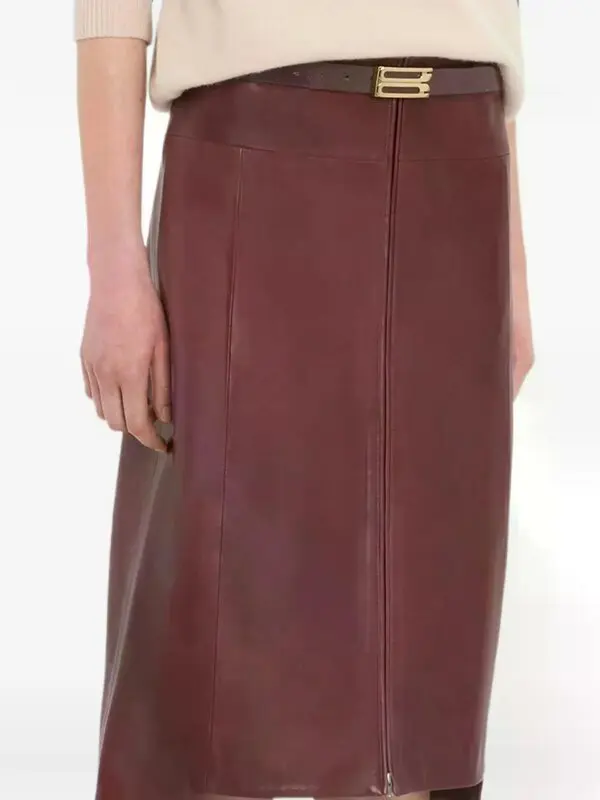 Victoria Beckham Leather Asymmetric Midi Skirt