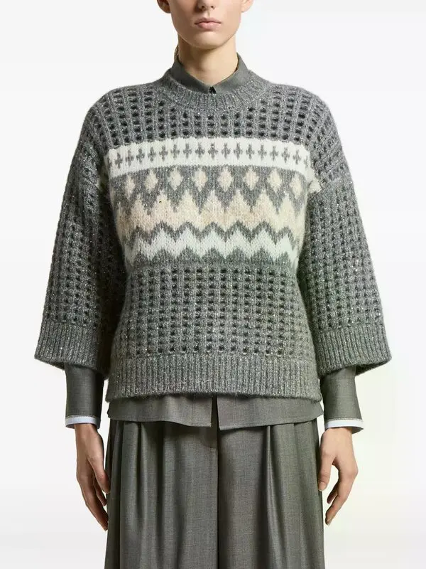 Peserico Crew Neck Sweater With Open-knit Texture