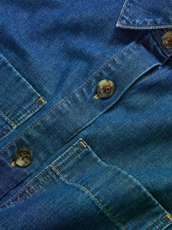 Veronica Beard Spruce Short-sleeve Denim Shirt